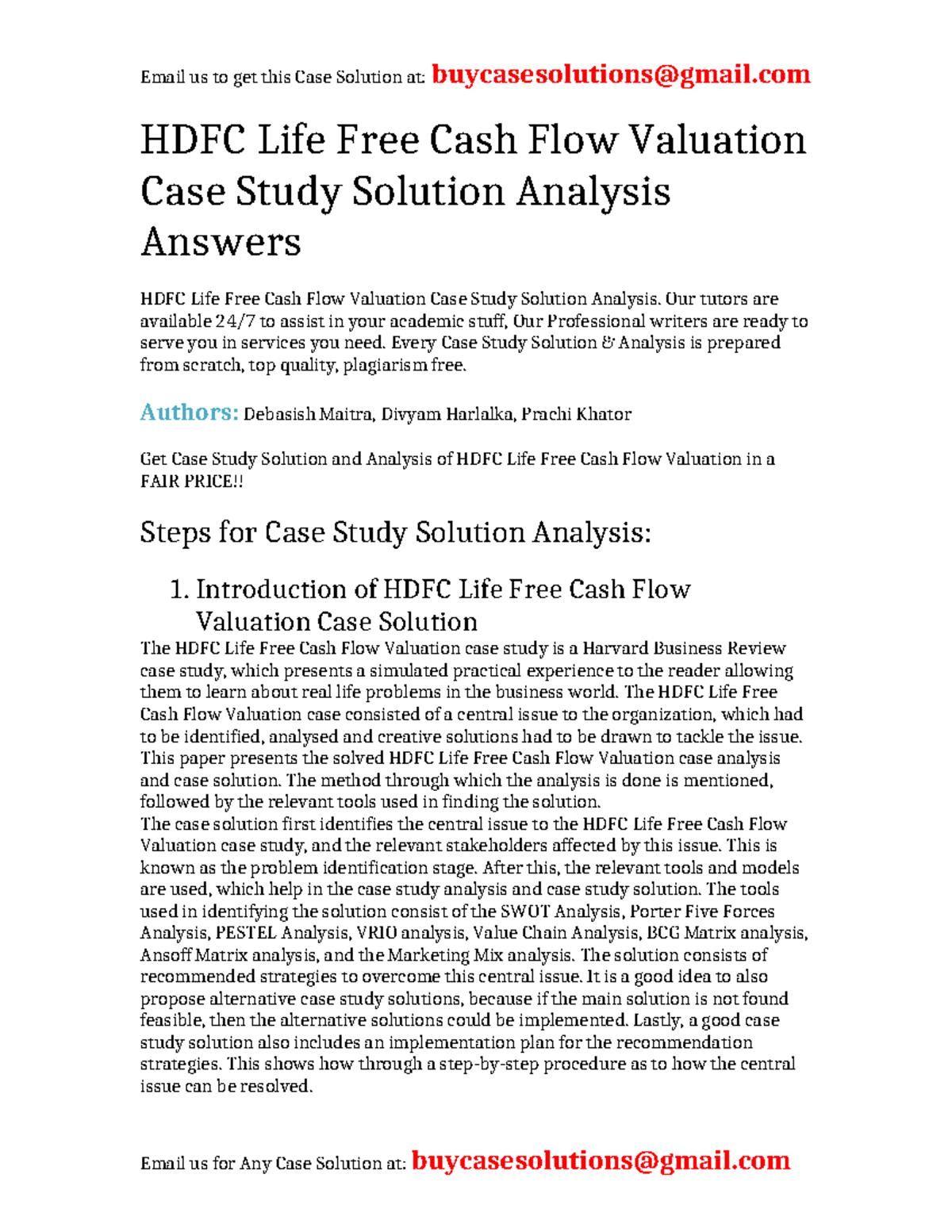 HDFC Life FCF Valuation Case Study: Comprehensive Solution Analysis ...