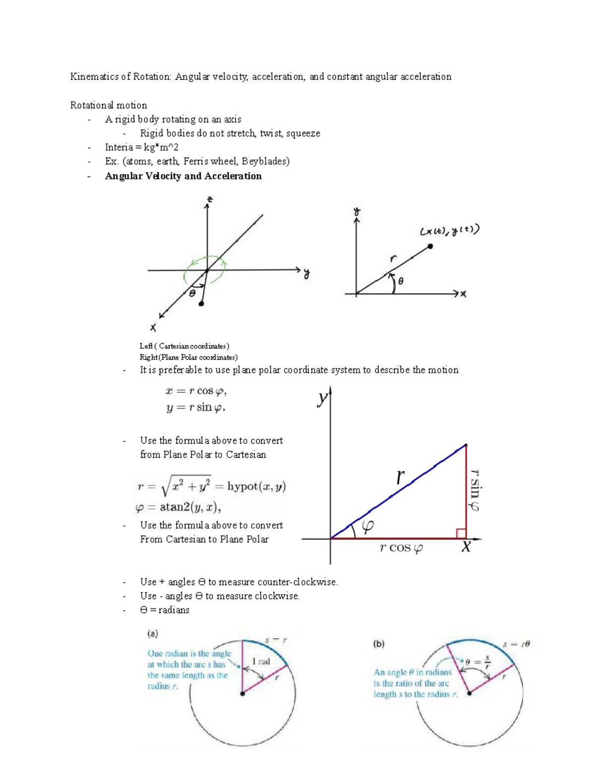 E Ngphys Notes - Lecture on Kinematics and Rotational Motion - Studocu
