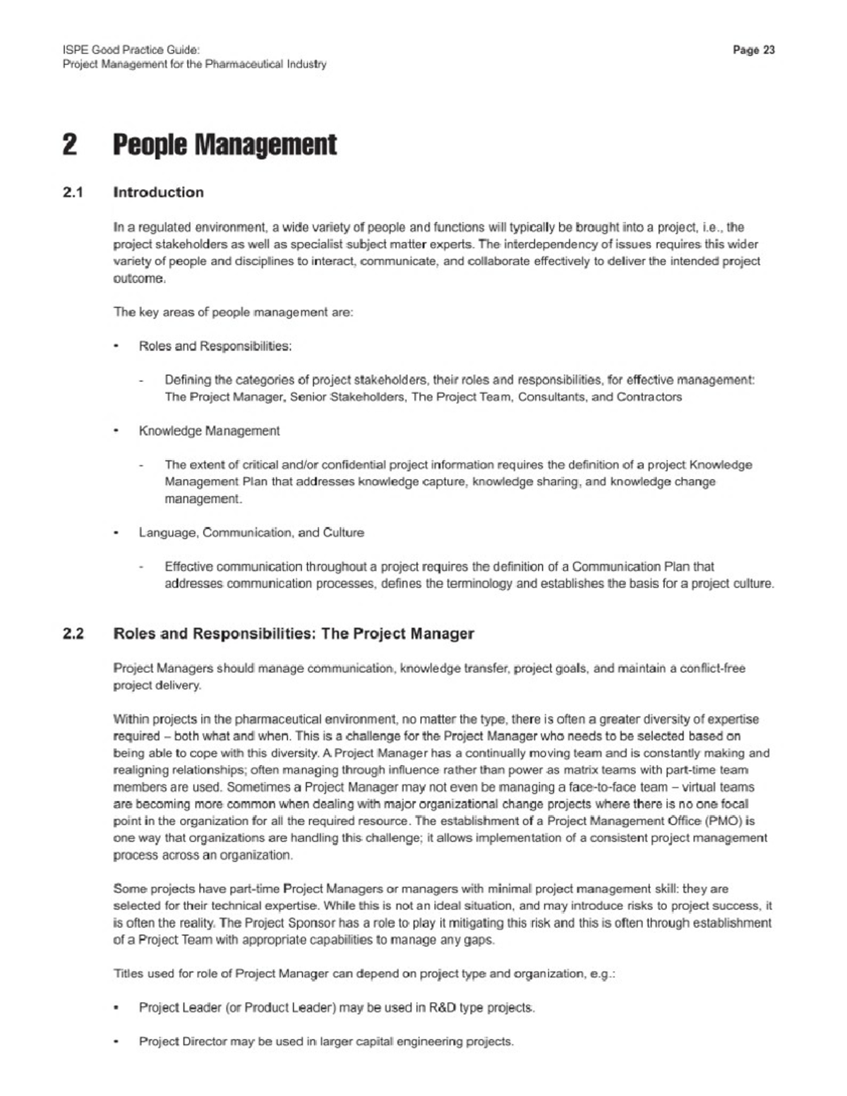 ISPE GPG: Project Management & People Management in Pharma - Studocu