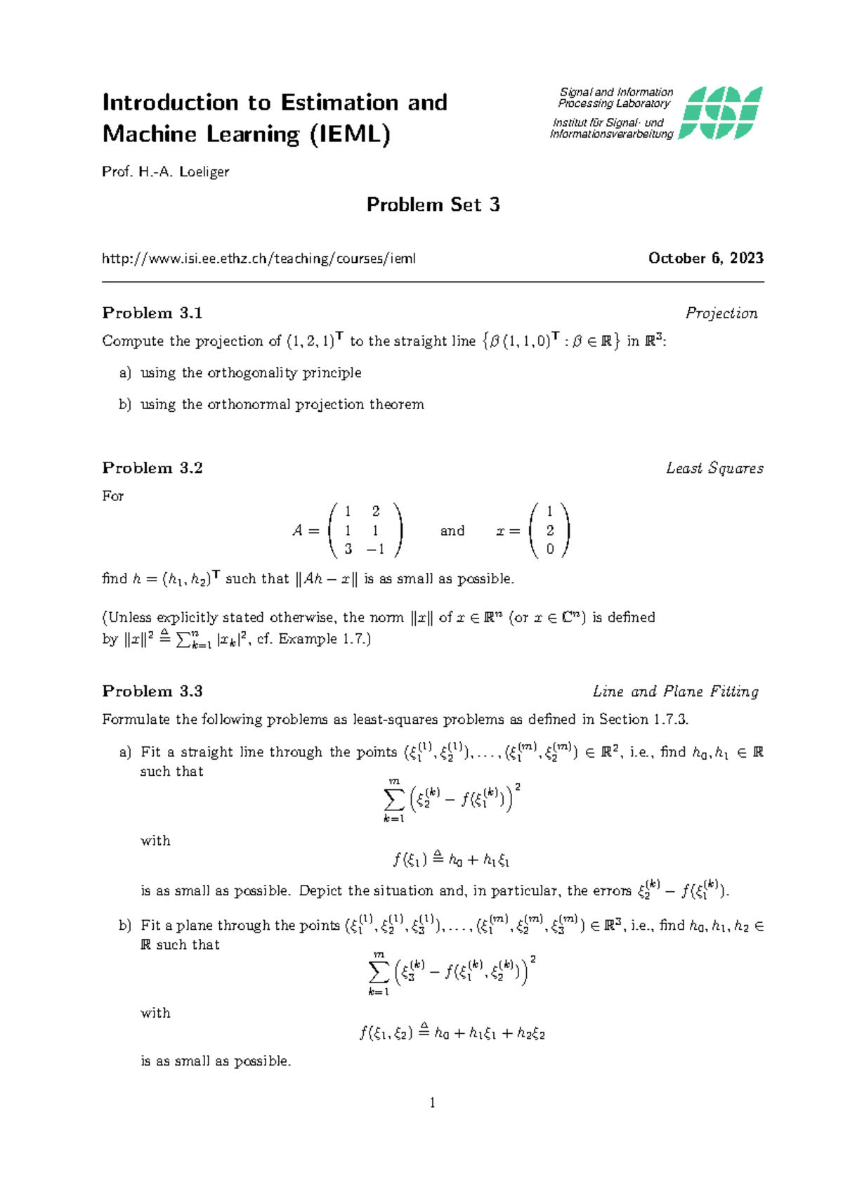 IEML Problem Set 3: Estimation & Machine Learning Exercises - Studocu
