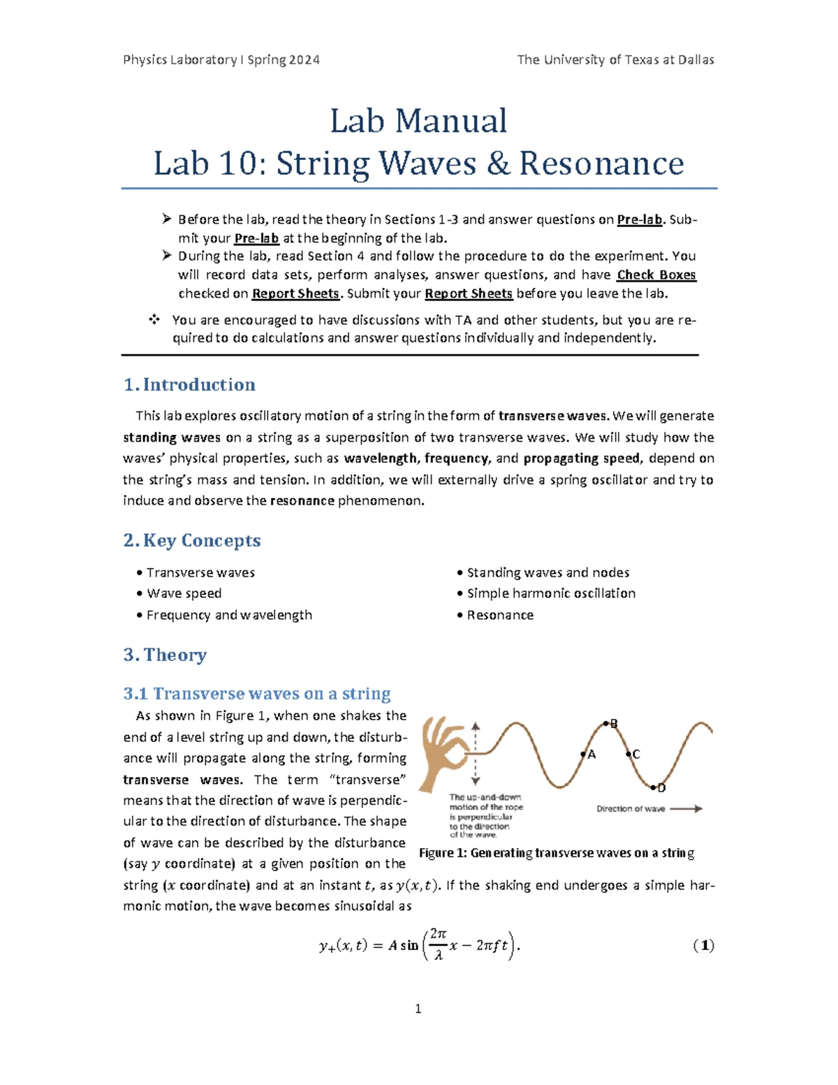 Lab 10 Pre-lab: Exploring String Waves & Resonance - PHYS 1010 - Studocu
