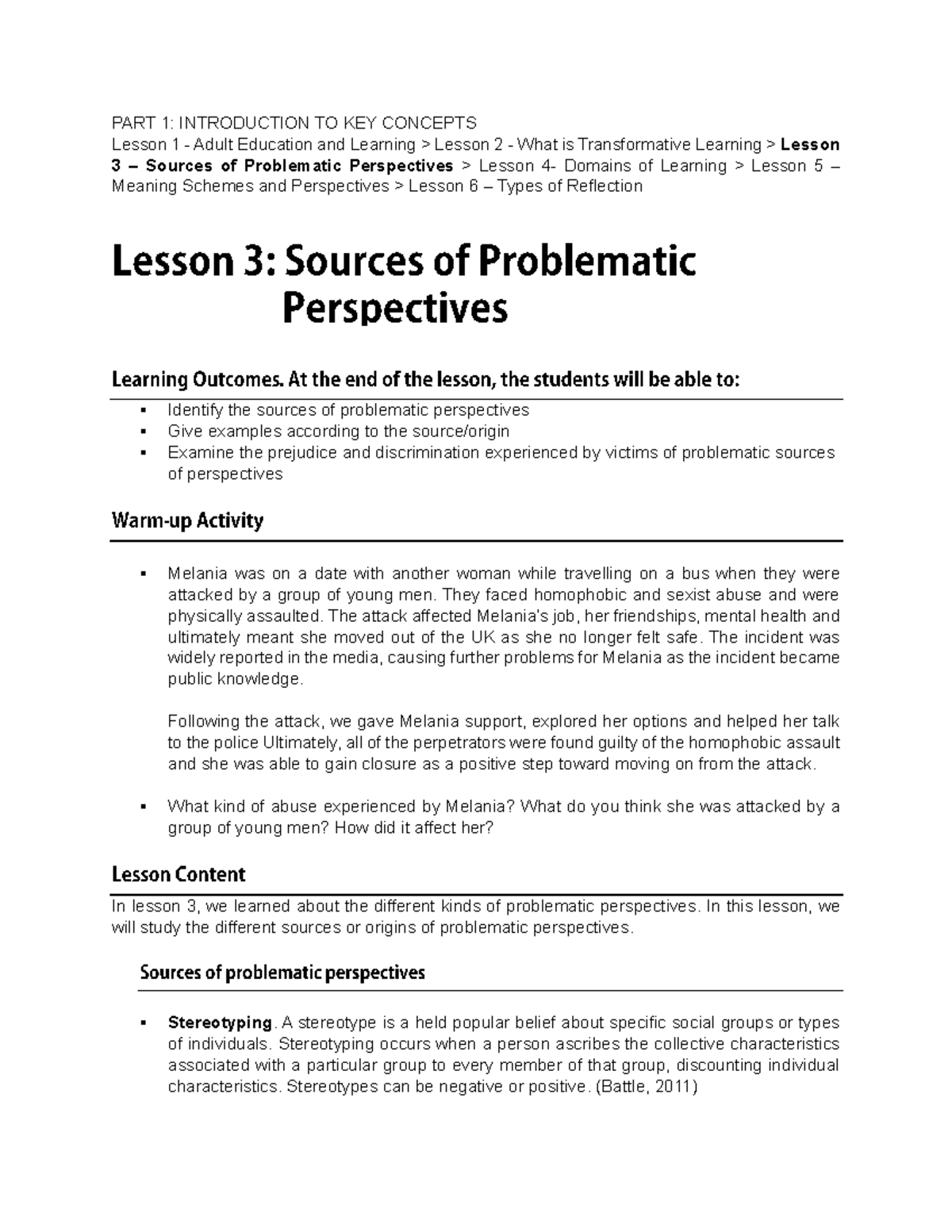EDUC 101: Lesson 3 - Sources of Problematic Perspectives - Studocu