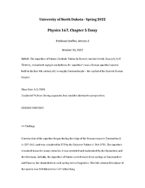 Physics 167 Chapter 2 Paper - University of North Dakota - Spring 2022 ...