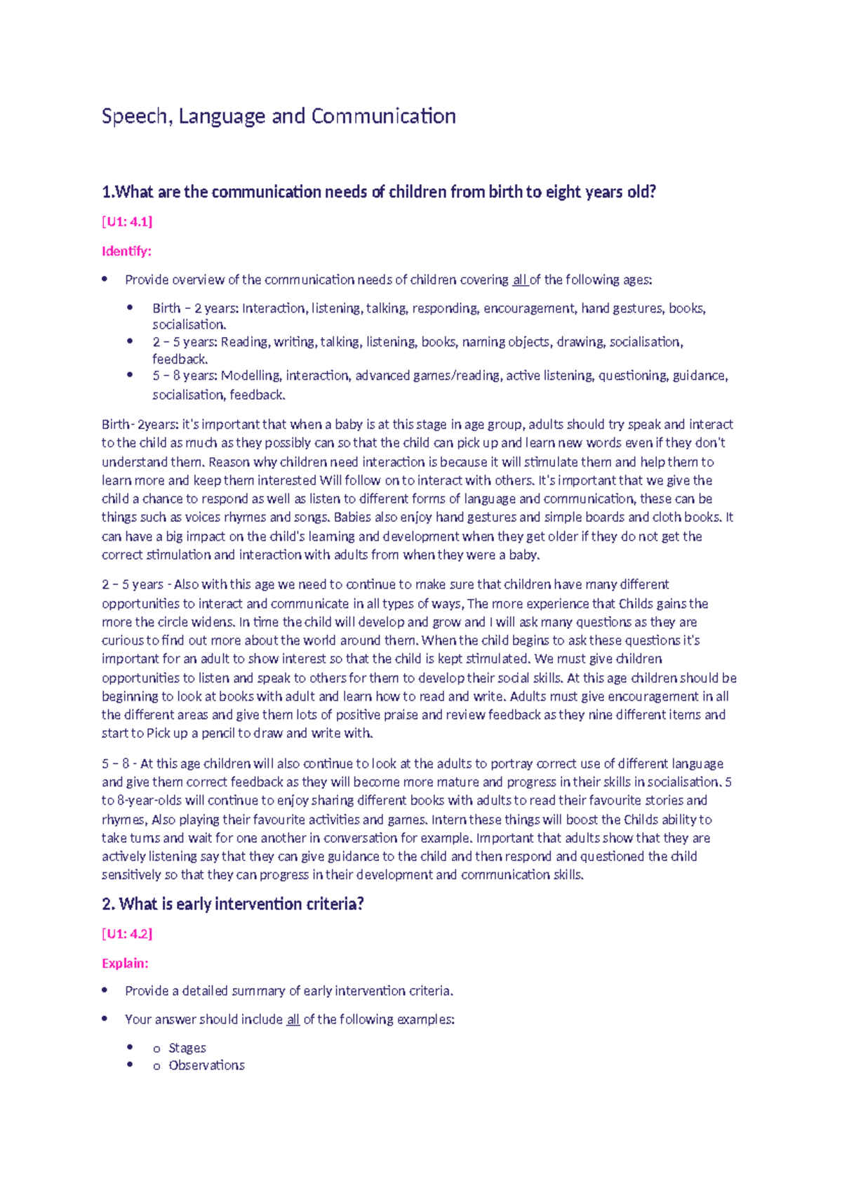 Speech Language Communication Needs: Insights & Strategies [U1: 4 ...