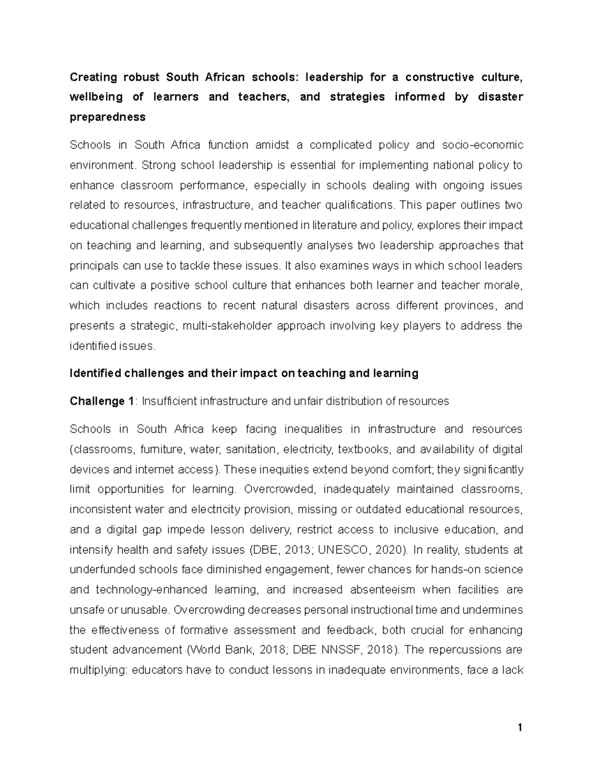 Leadership Strategies for Enhancing South African Schools: Addressing ...