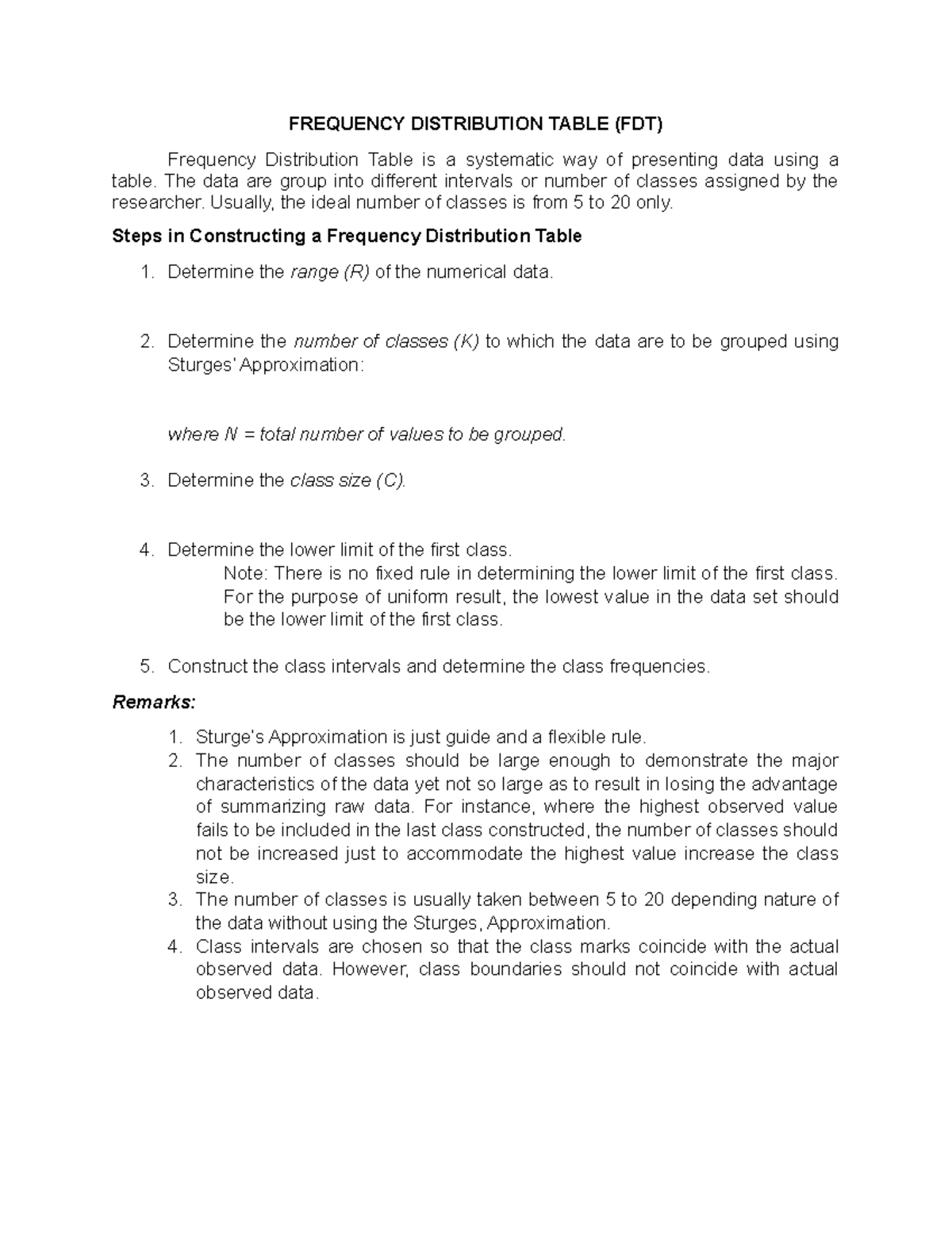 Creating Frequency Distribution Table: Step-by-Step Guide - Studocu