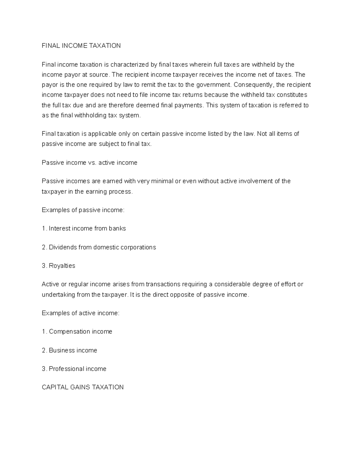 FINAL INCOME TAXATION: Key Concepts and Regulations (Taxation - Chap 4 ...