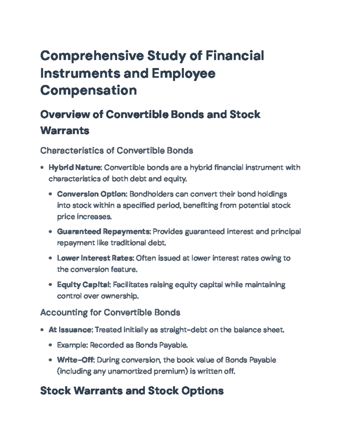 Understanding Convertible Bonds, Stock Warrants & Employee Compensation ...