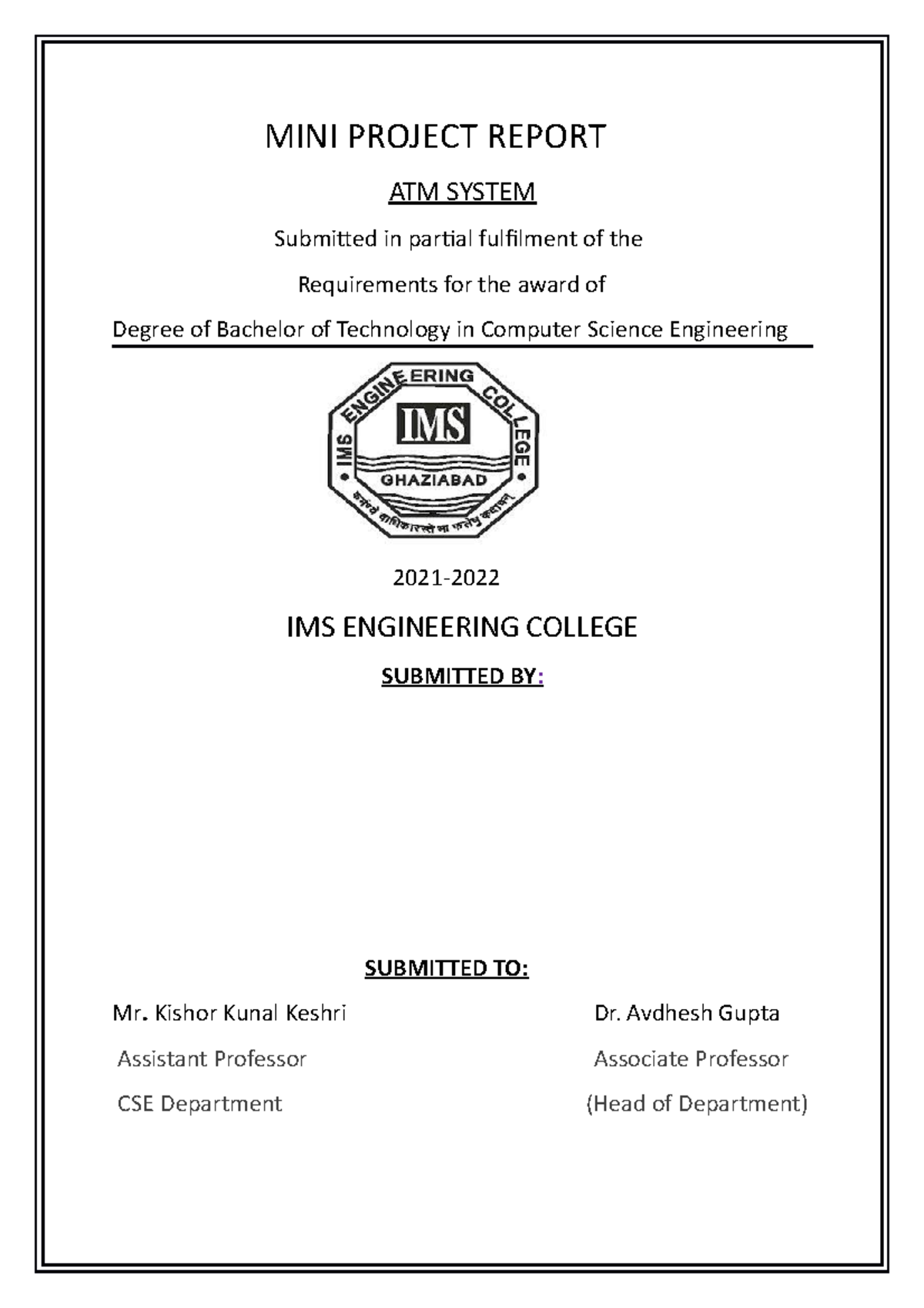 MINI Project Report 2 - ATM System Development & Analysis - Studocu