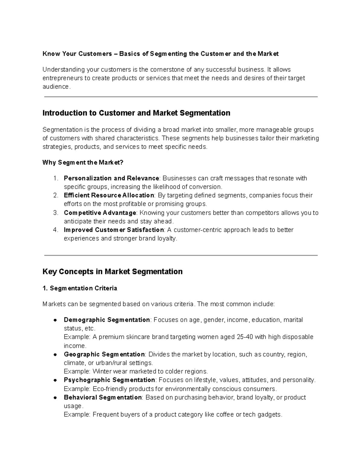 Unit 4 - Entrepreneurship Essentials: Customer Segmentation Basics ...