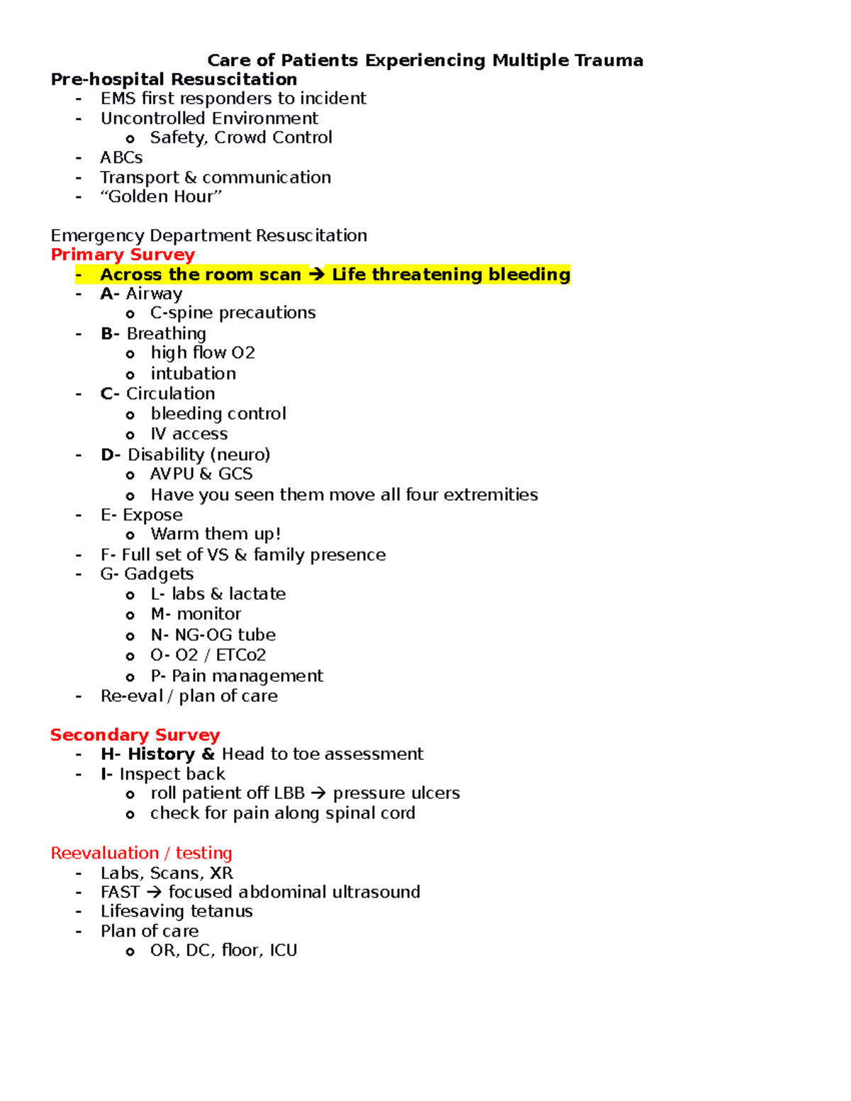 Trauma Lecture Notes - Advanced Patient Management & Resuscitation ...