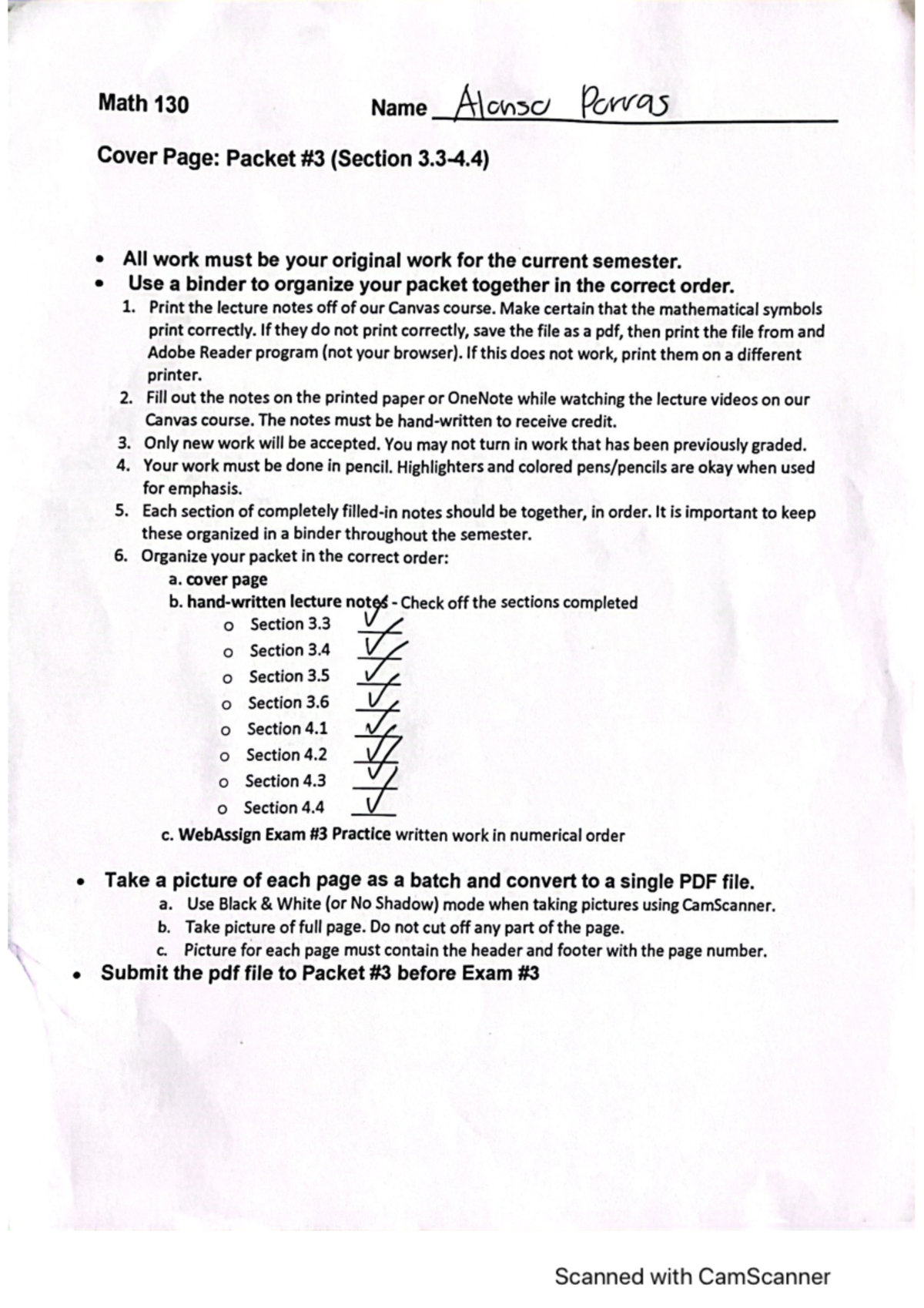 Math 130 Lecture Notes & Packet Instructions for Original Work - Studocu