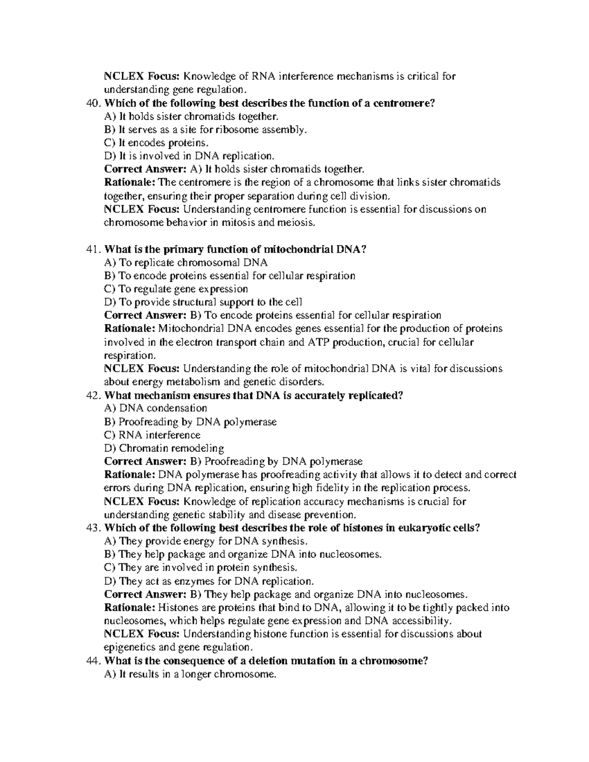 NCLEX Focus: Key Concepts in Gene Regulation and Chromosome Function ...