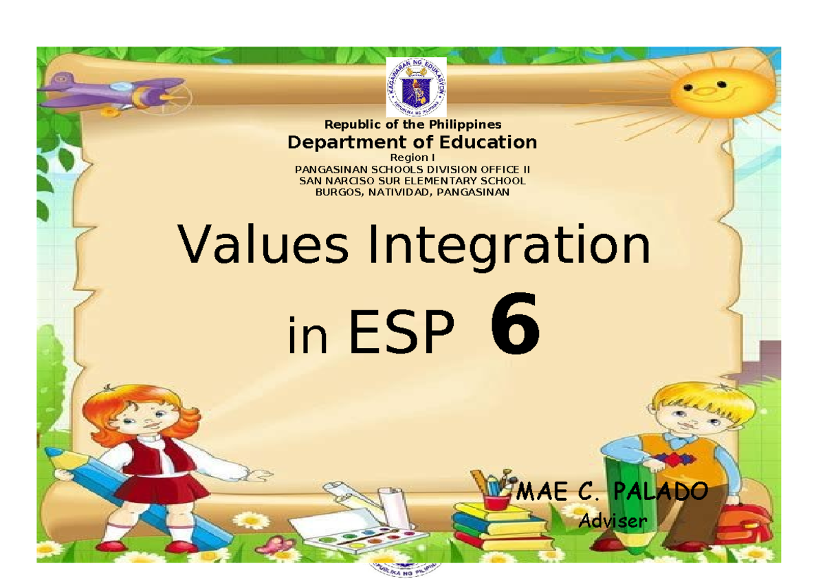 Grade 6 Monthly Values Integration in ESP S.Y. 2024-2025 - Studocu