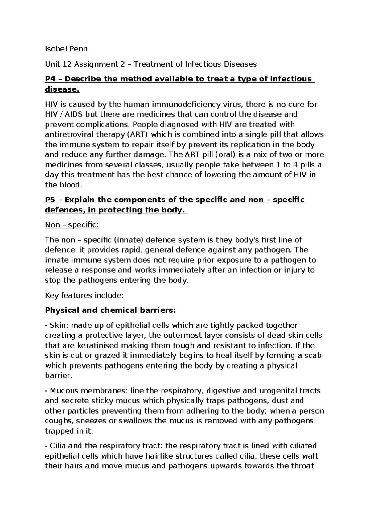 Unit 12 A2 - Treatment Methods for Infectious Diseases and Immunity ...