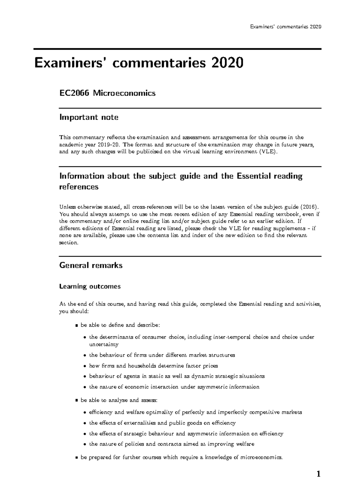 EC2066_2020 commentaries - Examiners’ commentaries 2020 Examiners ...