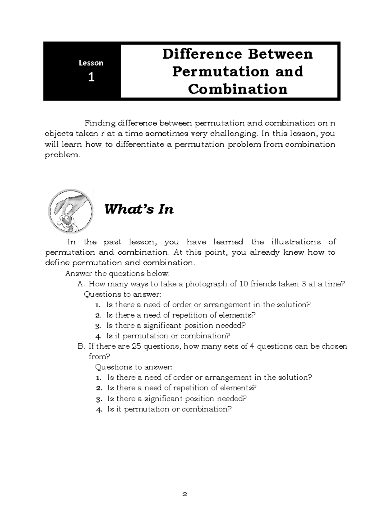 Math10 Q3 Difference-between-permutation-and-combination - Finding ...