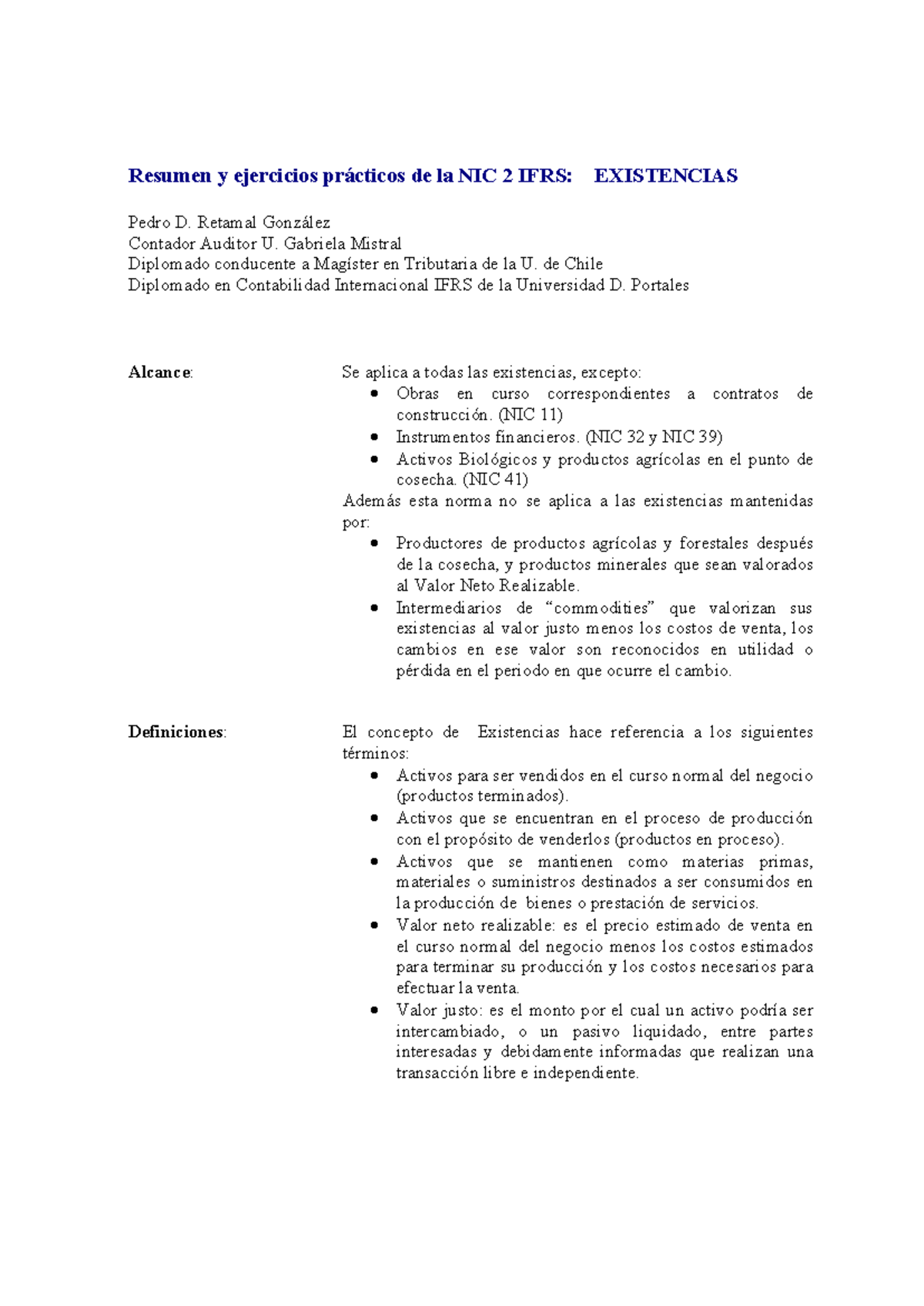 Resumen y Ejemplos Prácticos sobre NIC 2 IFRS: Existencias en PDF - Studocu
