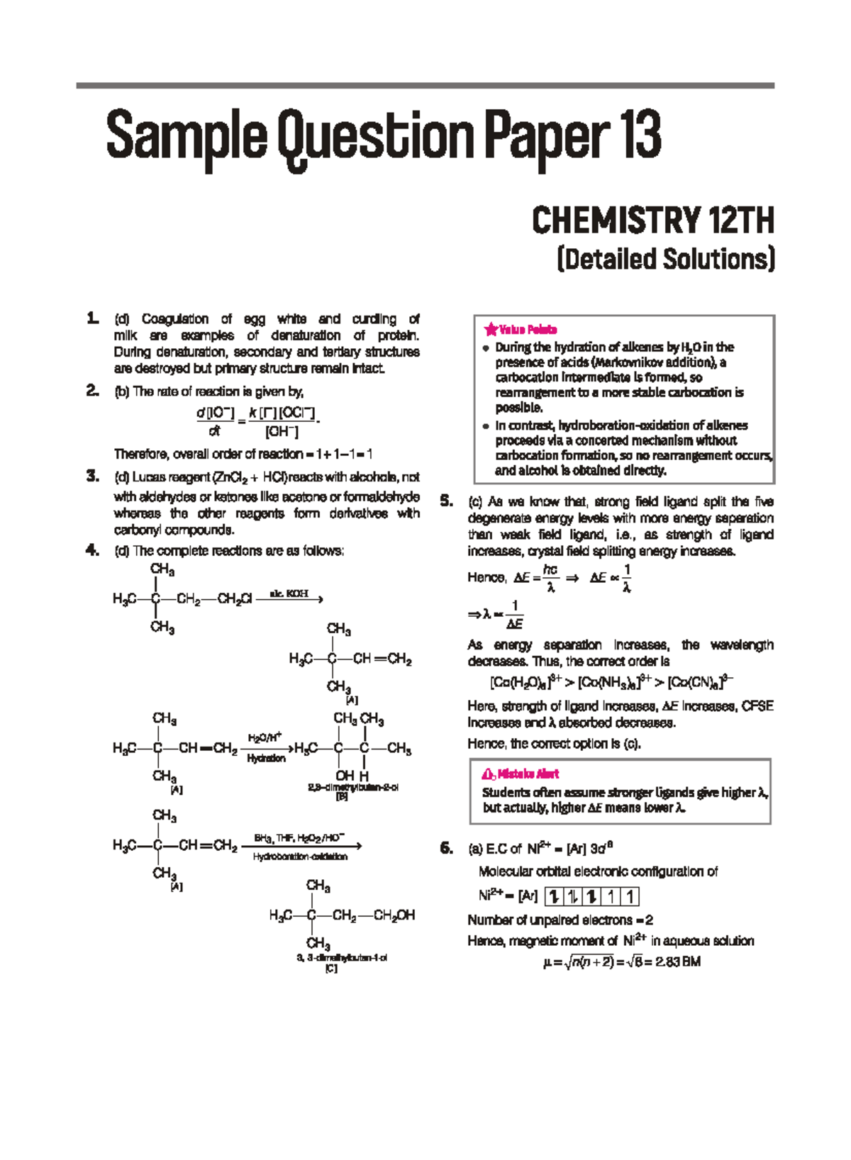 I-Succeed CBSE Chemistry 12th Sample Paper 13 (Detailed Solutions ...