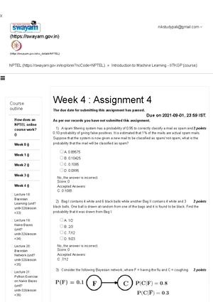 Introduction to Machine Learning - Iitkgp - Unit 7 - Week 5 - X NPTEL ...