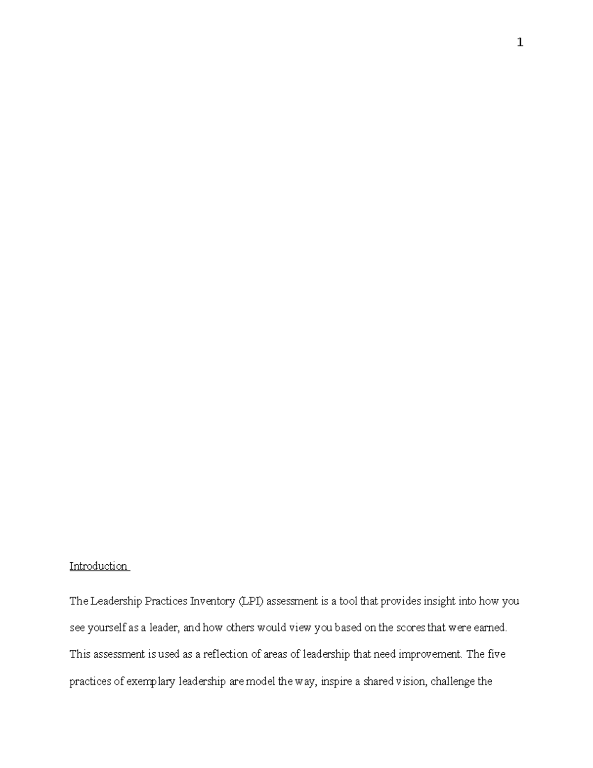 530 3-2 Leadership Practices Inventory Self-Assessment Insights - Studocu