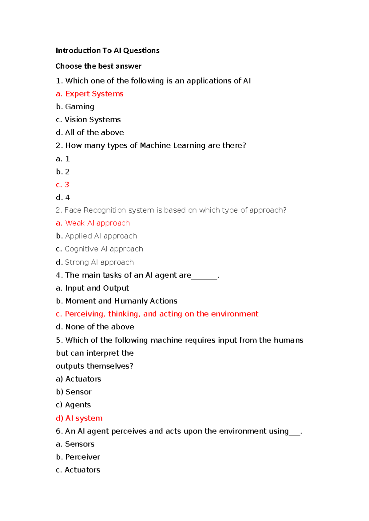 AI Questions & Answers: An In-Depth Review for CS101 - Studocu