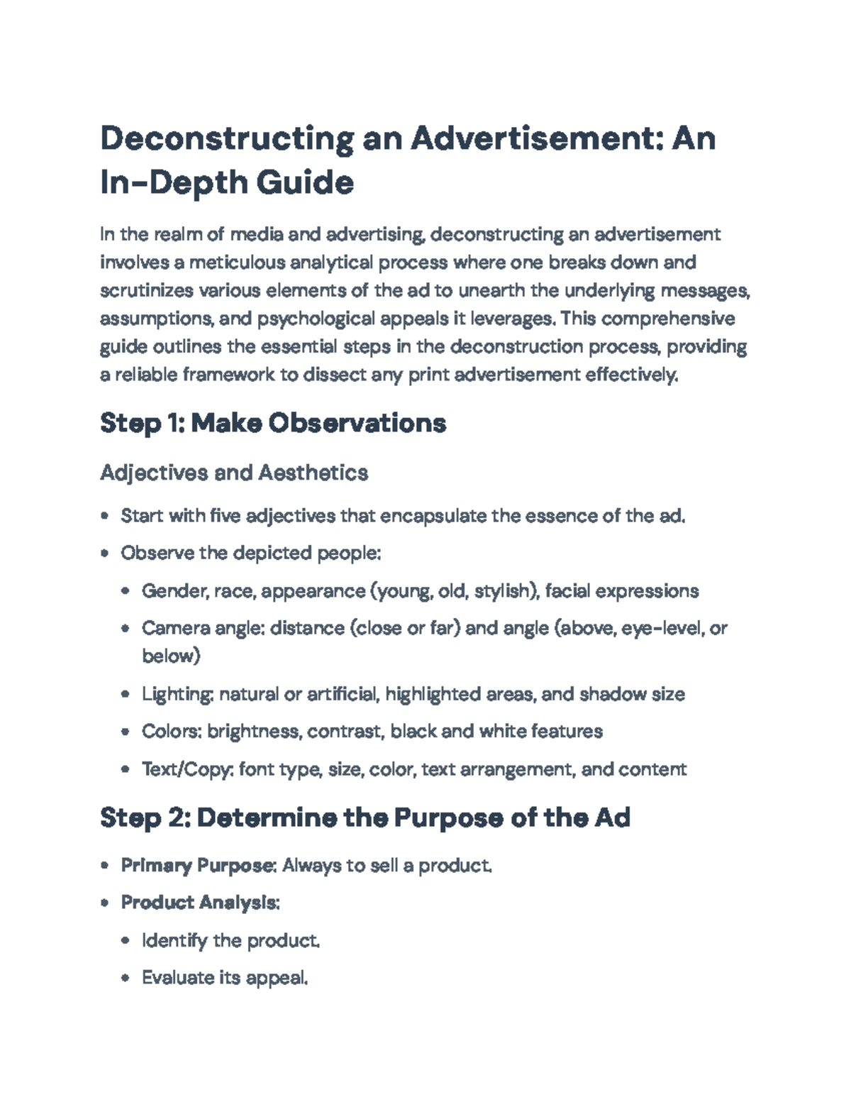 Analyzing Advertisements: A Comprehensive Guide to Deconstruction - Studocu