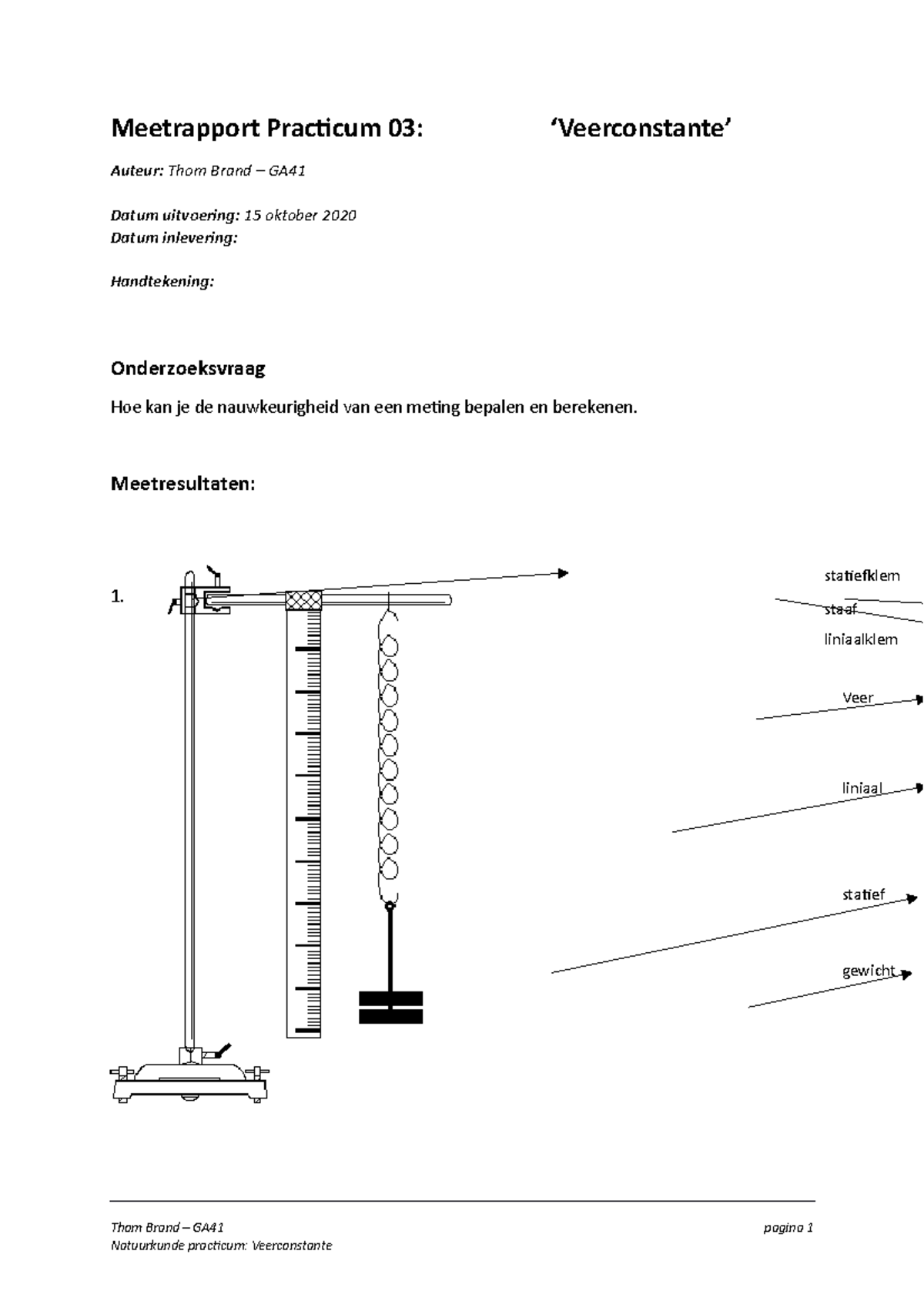 Meetrapport Practicum 03 - Nauwkeurigheid van de Veerconstante ...