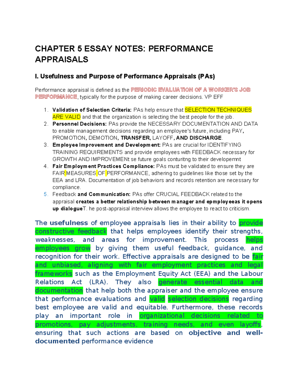 CHPT 5 ESSAY NOTES: PERFORMANCE APPRAISALS OVERVIEW - Studocu