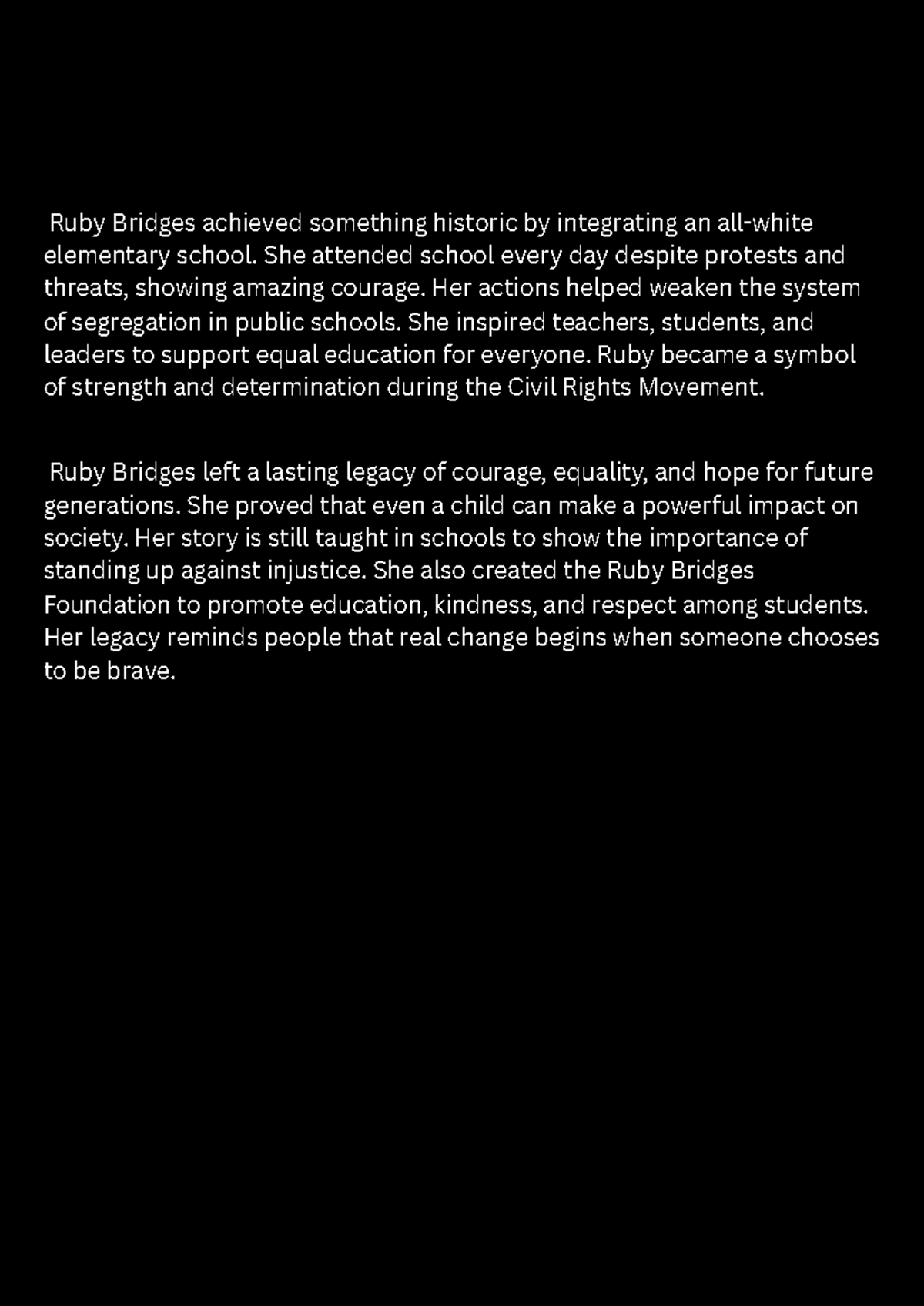 Ruby Bridges: A Legacy of Courage and Equality in Education - Studocu