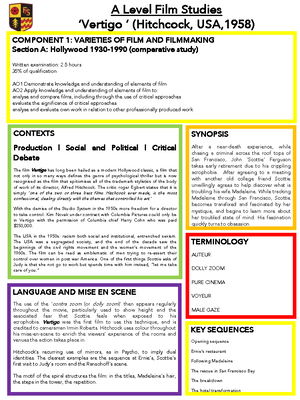 Vertigo - notes - 1 A Level Film Studies - Focus Film Factsheet Vertigo ...