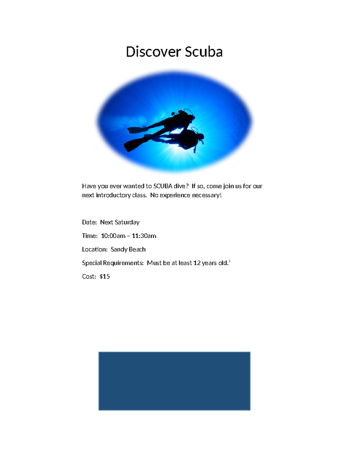 Project 6 - tin đại cương - Discover Scuba Have you ever wanted to ...