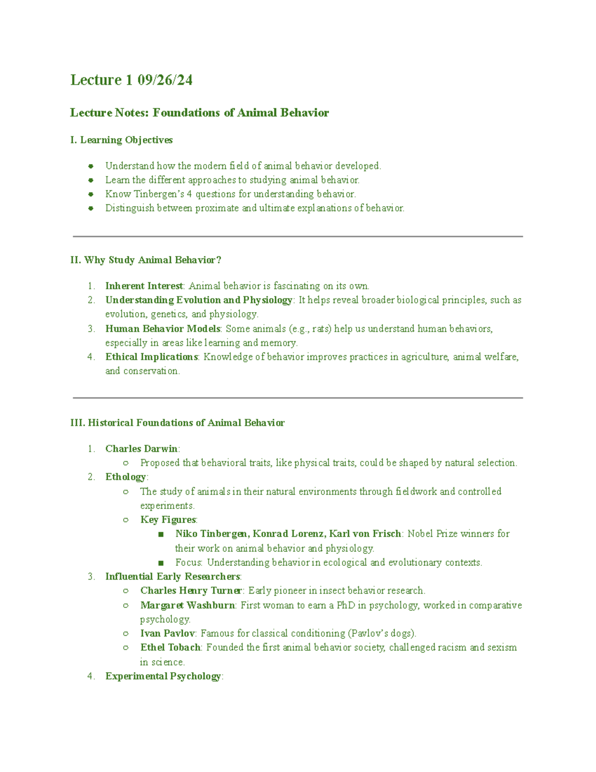 NPB 102 Notes - Lecture 1 09/26/ Lecture Notes: Foundations of Animal ...