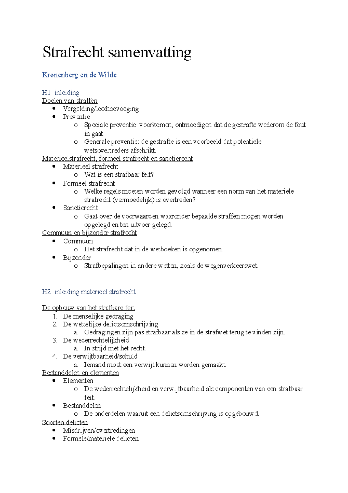 Strafrecht Samenvatting: Kernconcepten en Processtructuur - Studeersnel