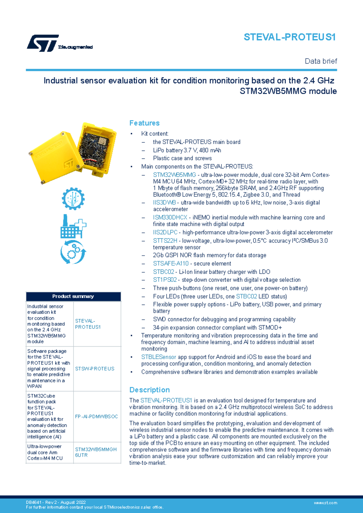 Steval-proteus 1 - introduction to steval proteus 1 - Features • Kit content: – the STEVAL ...