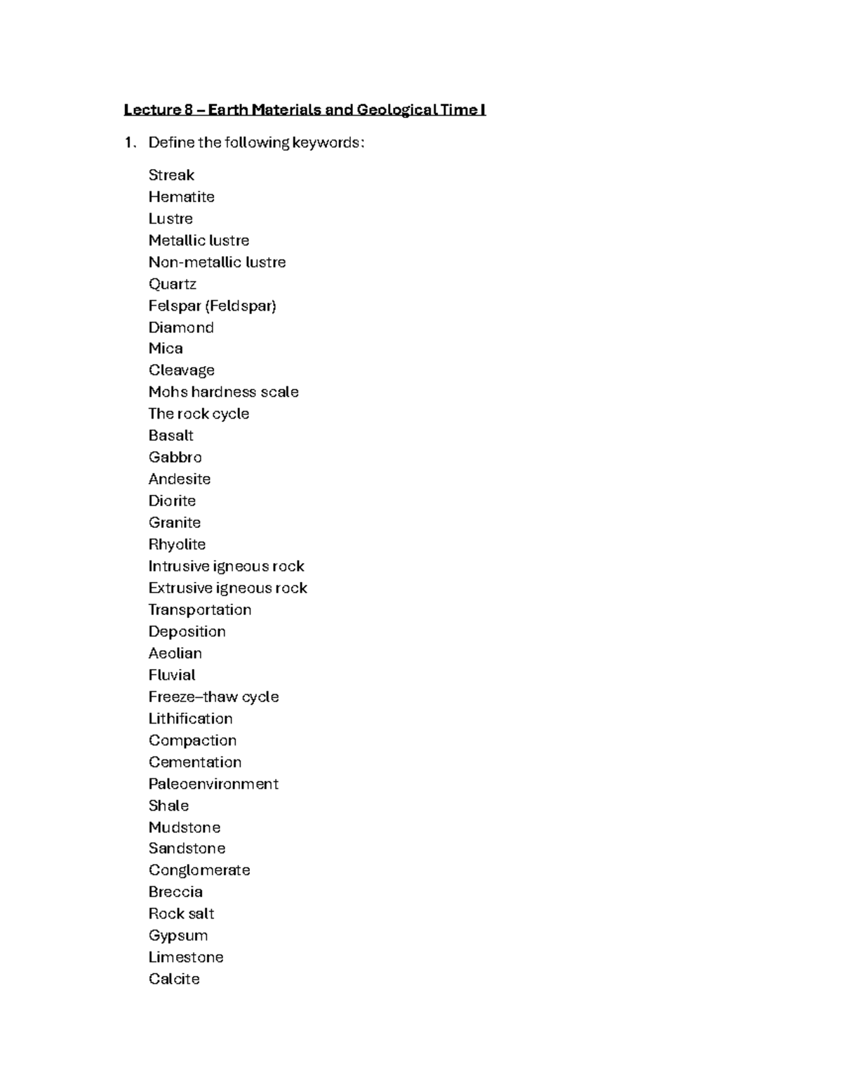Lecture 8: Earth Materials & Geological Time - Key Concepts & Questions ...