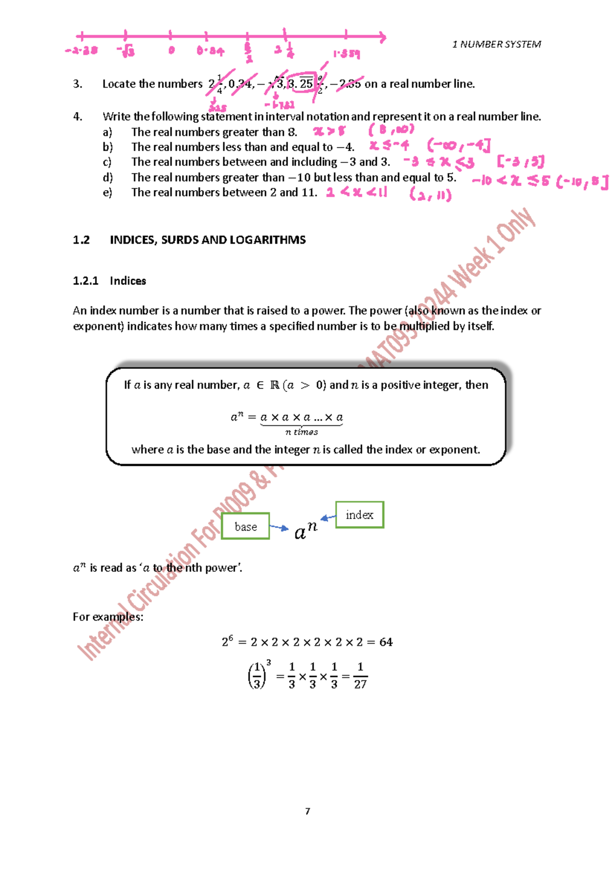 20244 MAT093 Week 1 Notes: Number Systems & Indices - Studocu