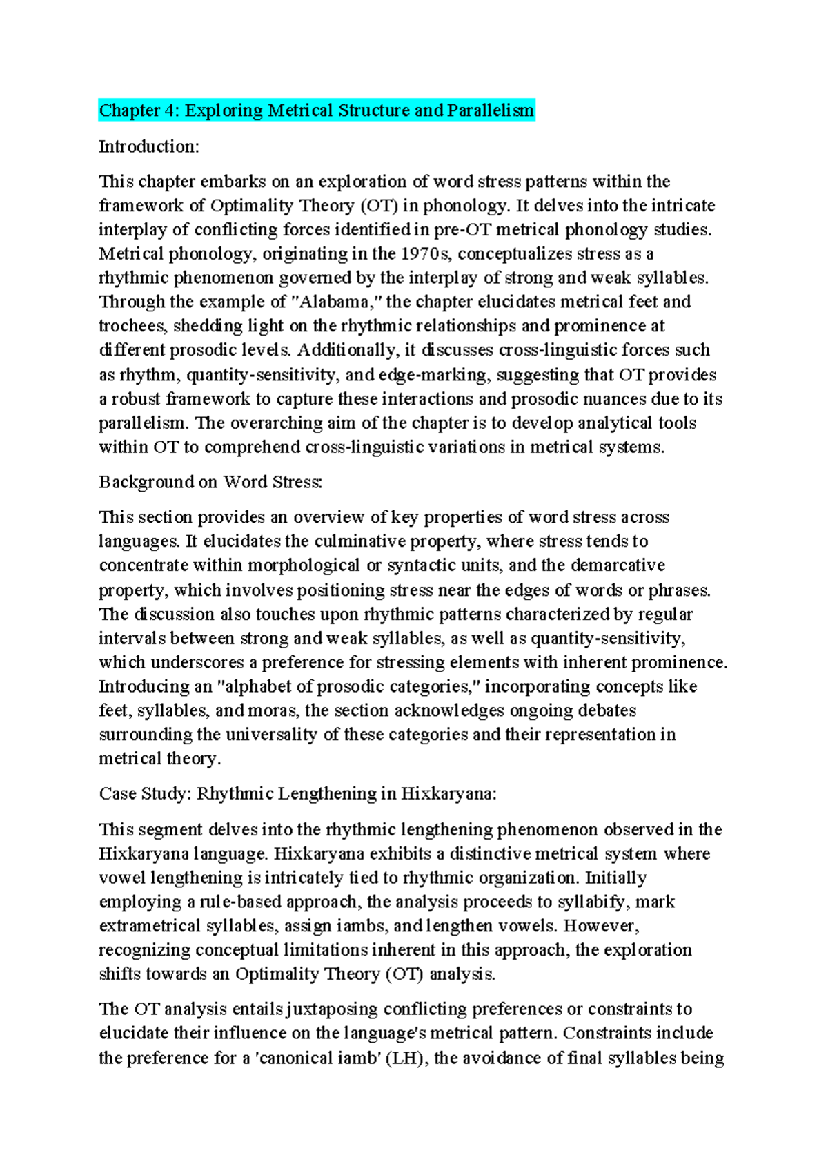 Chapter 4 Exploring Metrical Structure and Parallelism - Chapter 4 ...