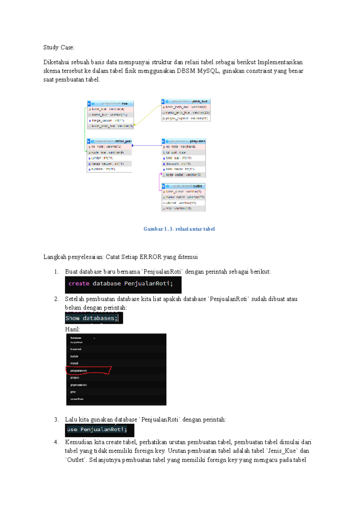 Relasi Table - Membuat tabel dan merasaikannya dengan tabel-tabel yang sudah dibuat dengan - Studocu