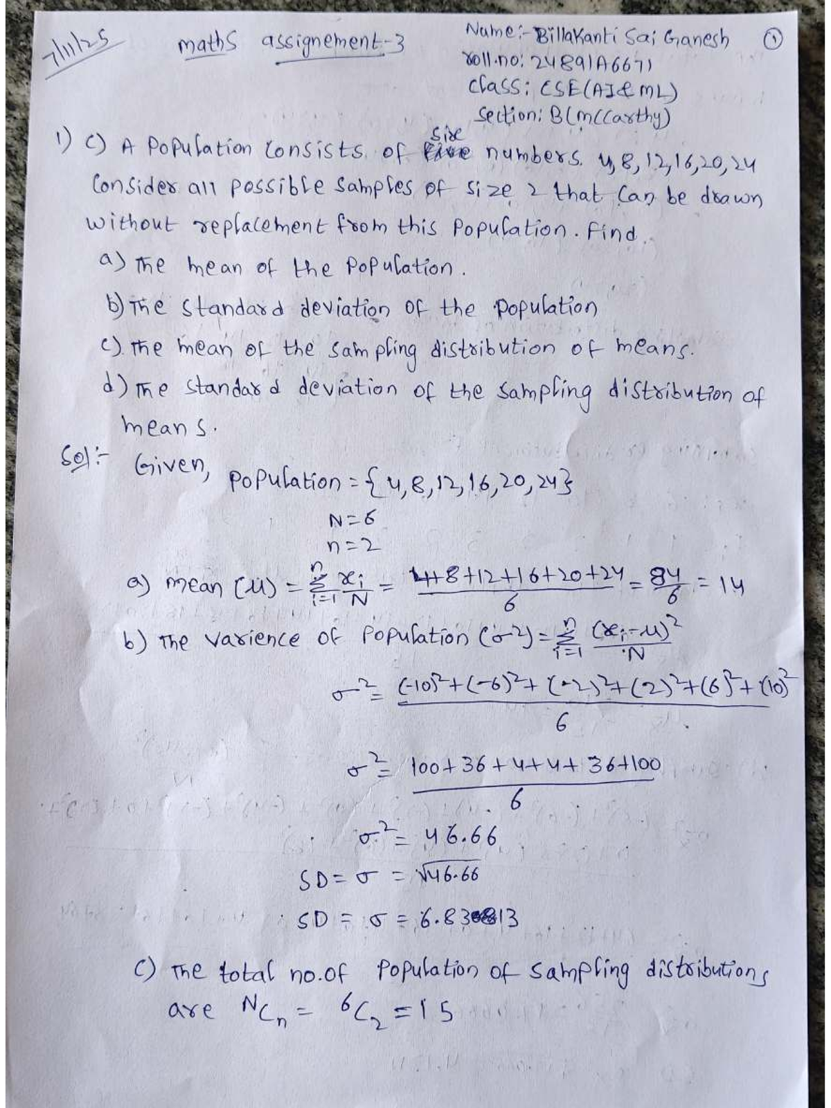 M3 Unit 3 - Solutions for MSF Unit III: Sampling Distributions and ...