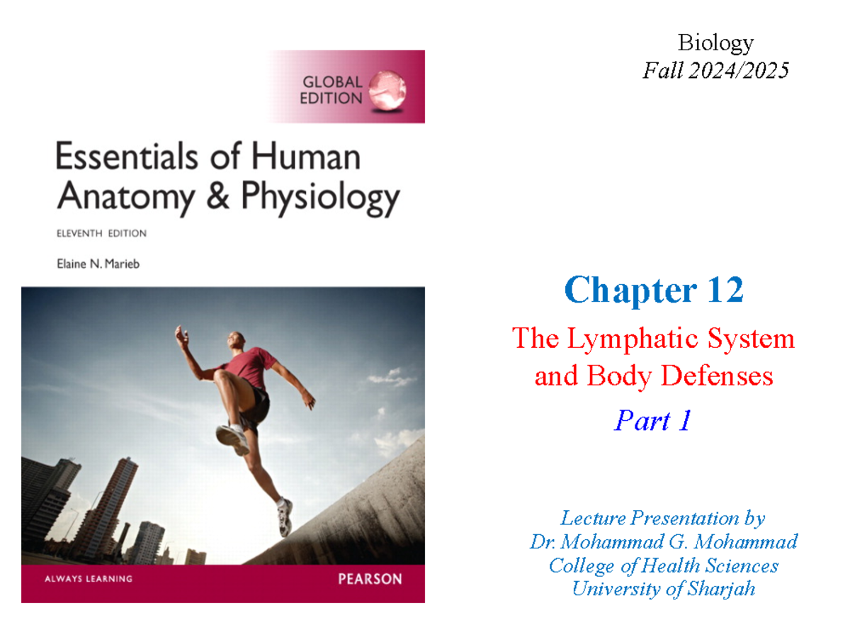 Chapter 12-part 1 - PowerPoint for biology - Biology Fall 2024/ Chapter 12 The Lymphatic System ...