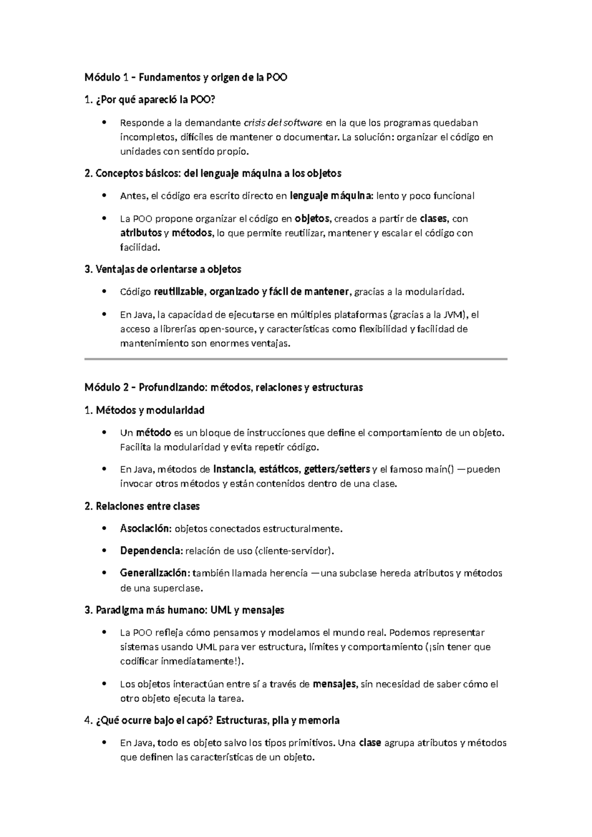 Módulo 1: Fundamentos y Origen de la POO - Resumen - Studocu