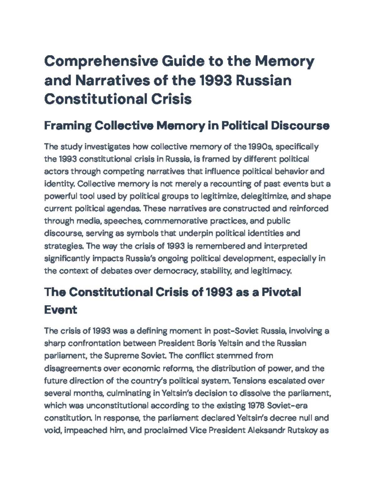 Comprehensive Analysis of the 1993 Russian Constitutional Crisis Narratives - Studocu