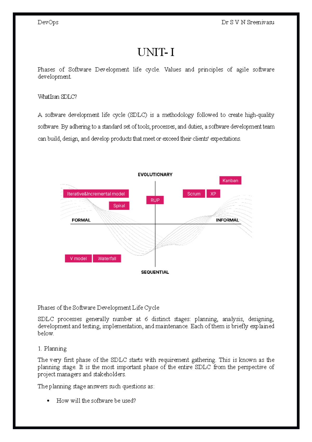 Devops-Unit-1 - Software Development Life Cycle Overview - Studocu