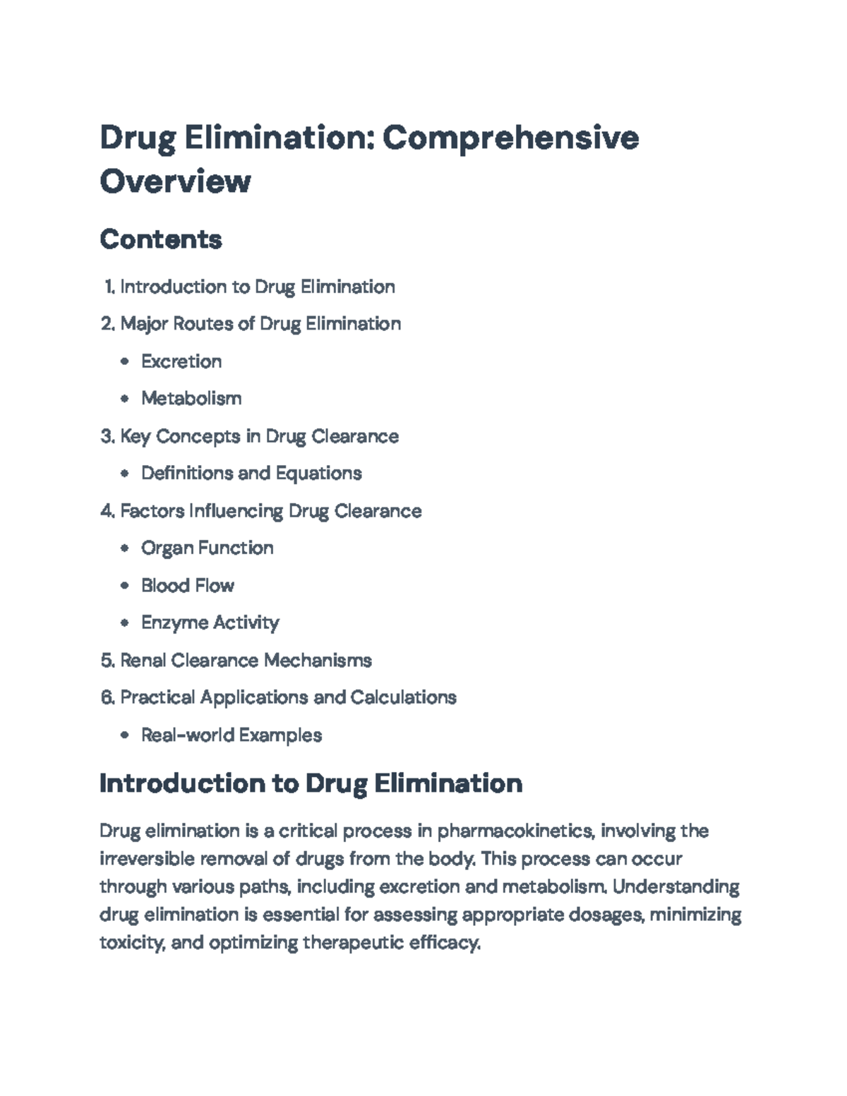 Pharmacokinetics: Drug Elimination Overview and Clearance Mechanisms ...