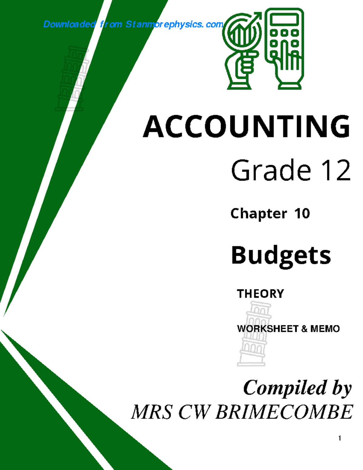 Accounting Grade 12 Chapter 10 Notes on Budgets and Cash Management ...