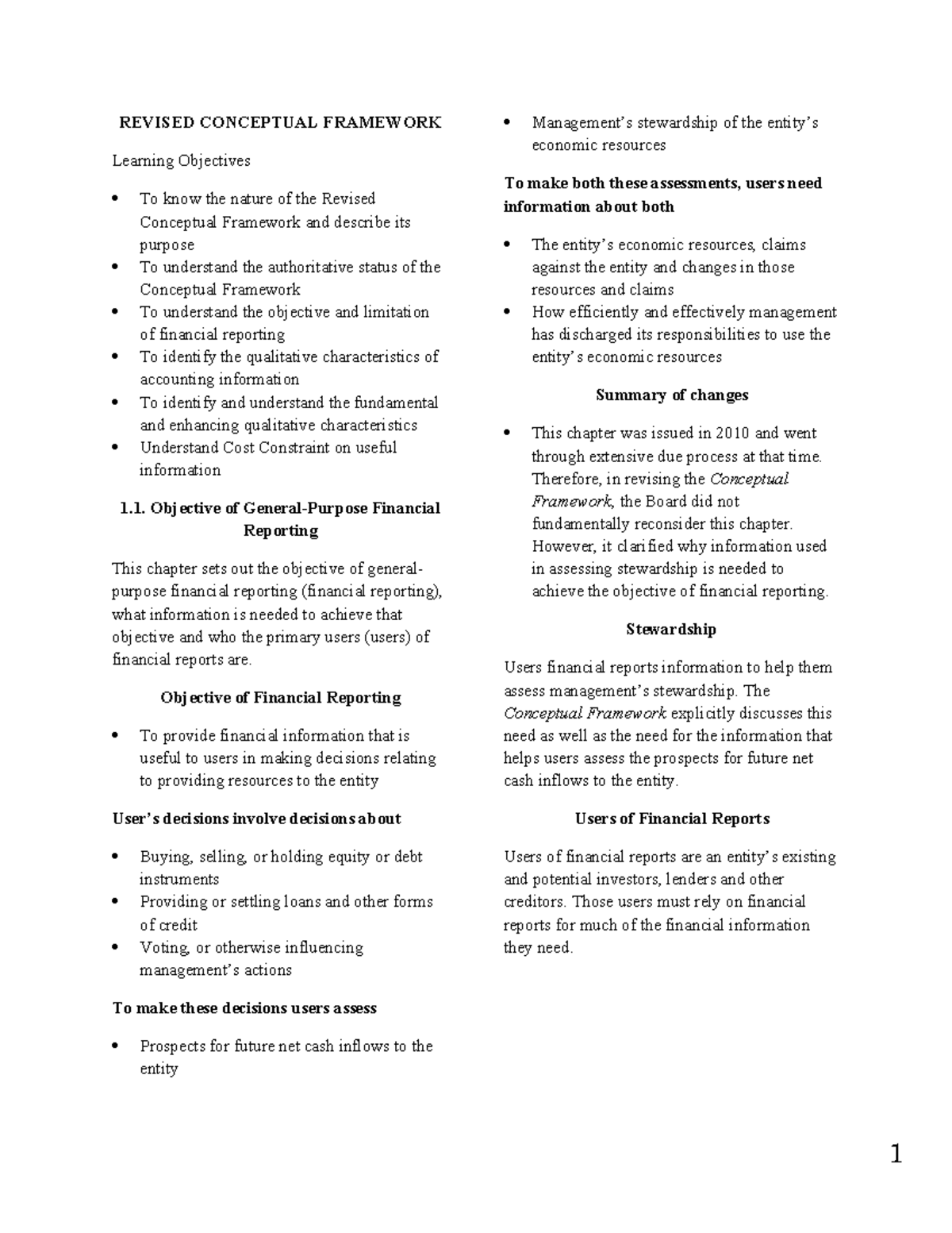 Revised Conceptual Framework for Financial Reporting: Key Insights - Studocu