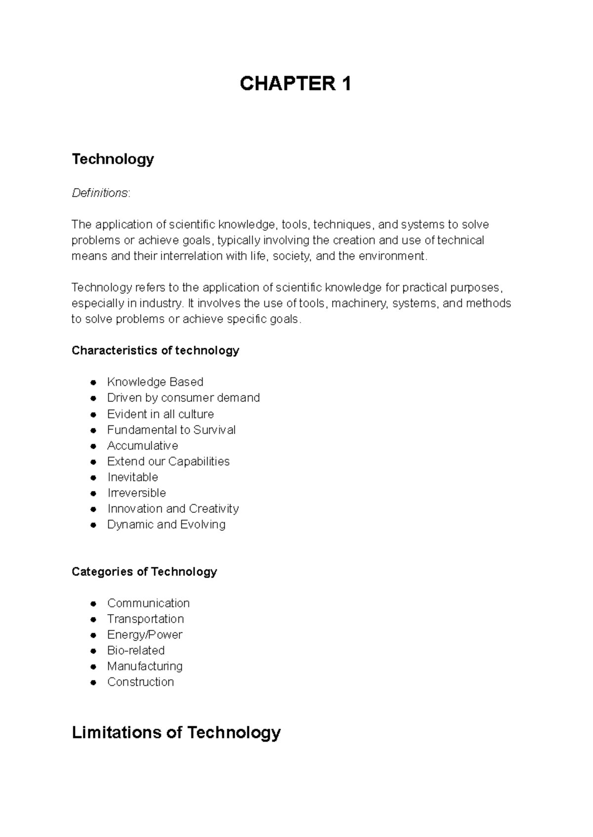 Chapter 1 - Overview of Technology: Definitions, Impacts, and Conflicts ...
