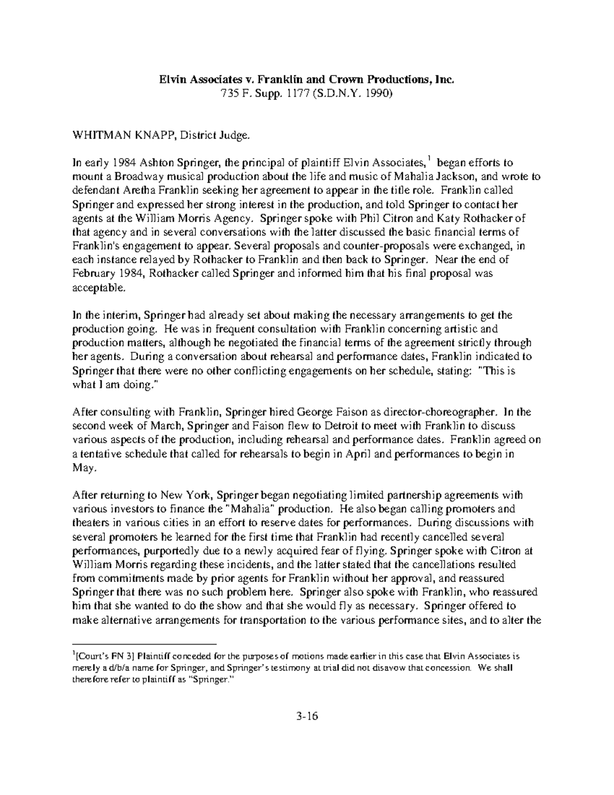 Elvin v. Franklin - Case Study Analysis, Fall 2022 - Studocu