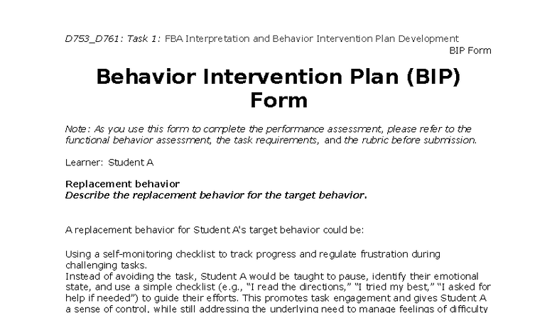 D753_D761: Task 1 - FBA Interpretation & BIP Development Guide - Studocu